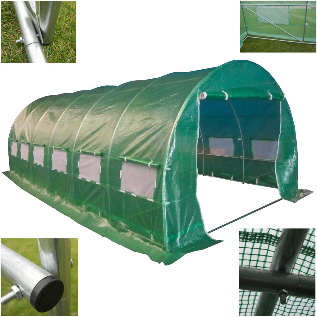Polytunnel 6m x 3m - Quality 6 Section Greenhouse - Galvanised Frame ...