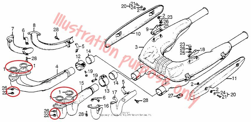 1975-1977 Honda GL1000 Gold Wing Exhaust Manifold Gasket Repair Set ...