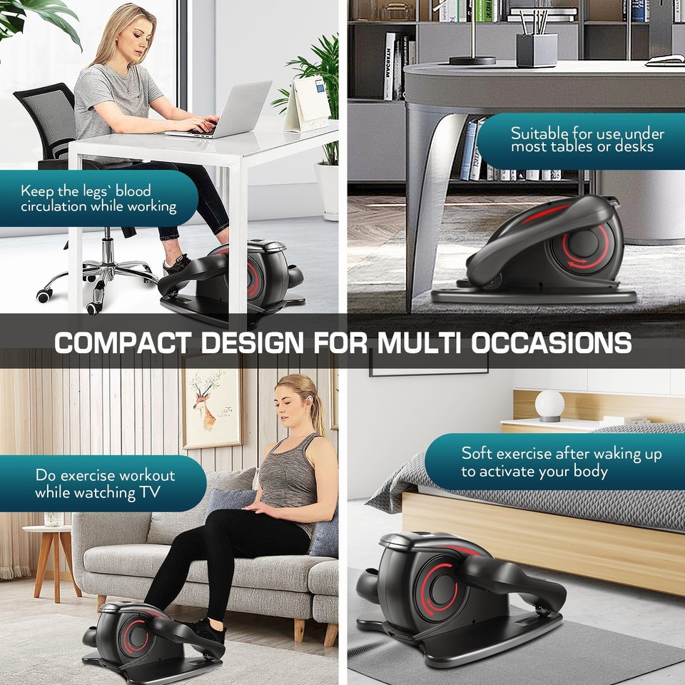 Under Desk Elliptical Machine Electric Pedal Bike Exerciser Trainer ...