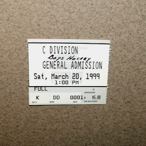 Providence High School C Division Boys Hockey 3/20/1999 Ticket Stub ...