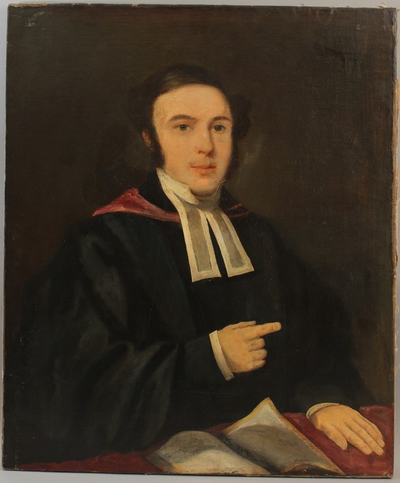 19thC Antique English Clergyman Portrait Painting, Reverend George ...