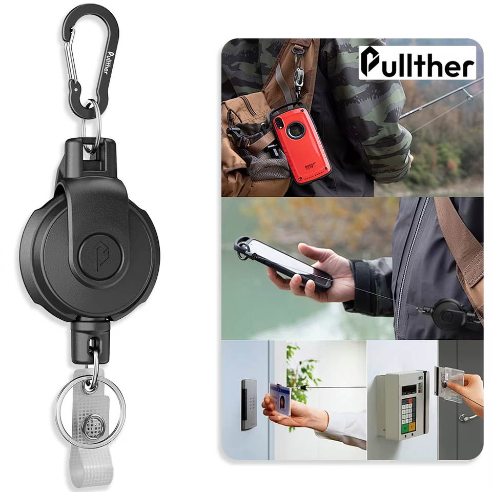 Retractable Key‌ Chain for Man Reel‌ Badge Holders Retractabl Carabiner ...