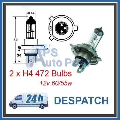 2 No H4 472 Halogen Bulb 12V 60/55w P43T Headlight Car Bulbs Fog Dip ...