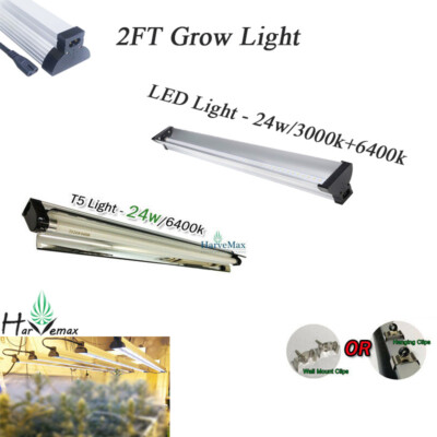 2FT 24w LED 3000k+6400k/ T5 6400k Fluorescent Grow Light Heavy Yield ...
