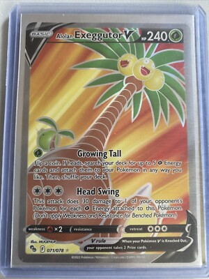Pokémon CardTCG Alolan Exeggutor V Full Art Pokémon GO 071/078 Holo ...
