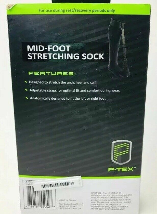 P-TEX Mid-Foot Stretching Sock L/XL (Calf size 16 - 21 inches) NEW P ...