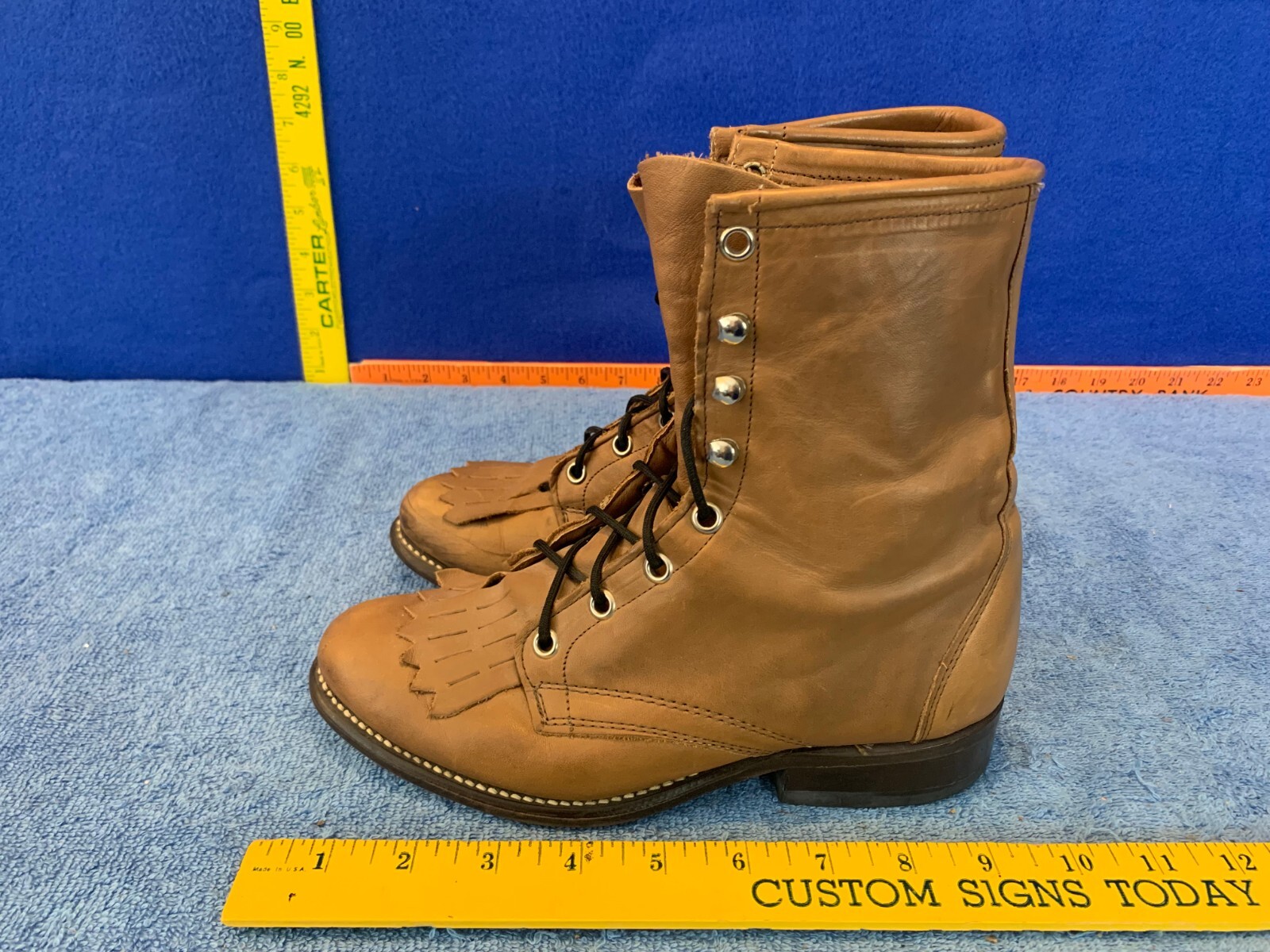 Laredo Roper Brown Leather Kilty Western Boots Women's size 6 M | eBay