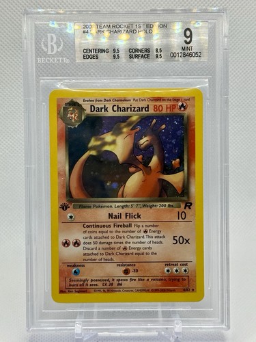 1st Edition Dark Charizard 2000 Pokemon Team Rocket Holo - BGS 9; three ...