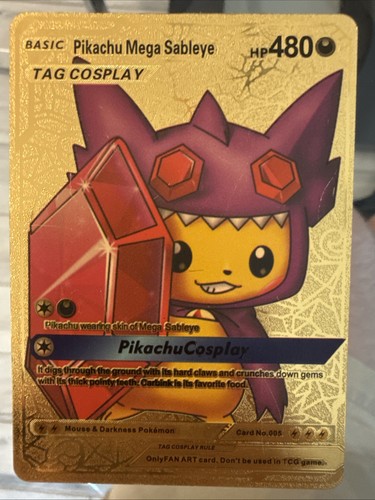 Pikachu Mega Sableye Tag Cosplay Silver Foil Fan Art Textured Collector ...
