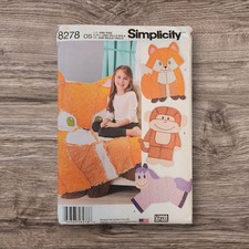 S8278 Sewing Pattern Simplicity 8278 Rag Quilt Horse Monkey Fox ...