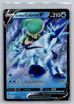 Ice Rider Calyrex V 045/198 Pokemon Ultra Rare SWSH06: Chilling Reign ...