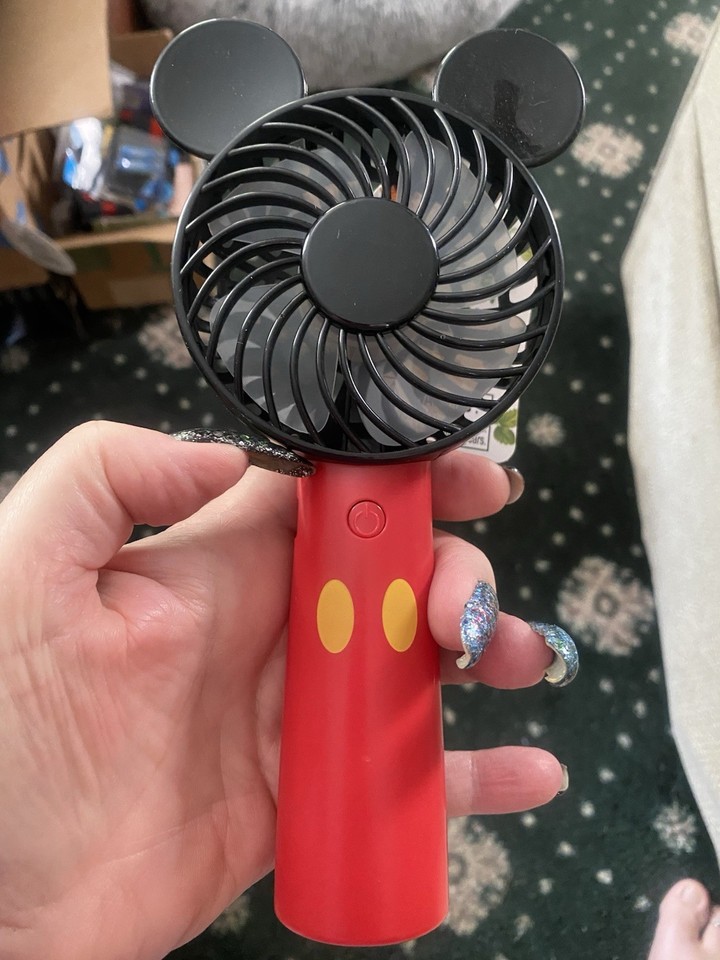 Disney Mickey & Minnie Mouse Hand Held Light Up Fans 3 Speeds USB ...