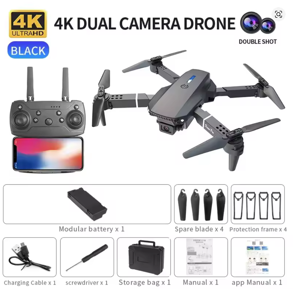 Professional mini remote control drone E88 4K HD aerial camera WiFi FPV ...