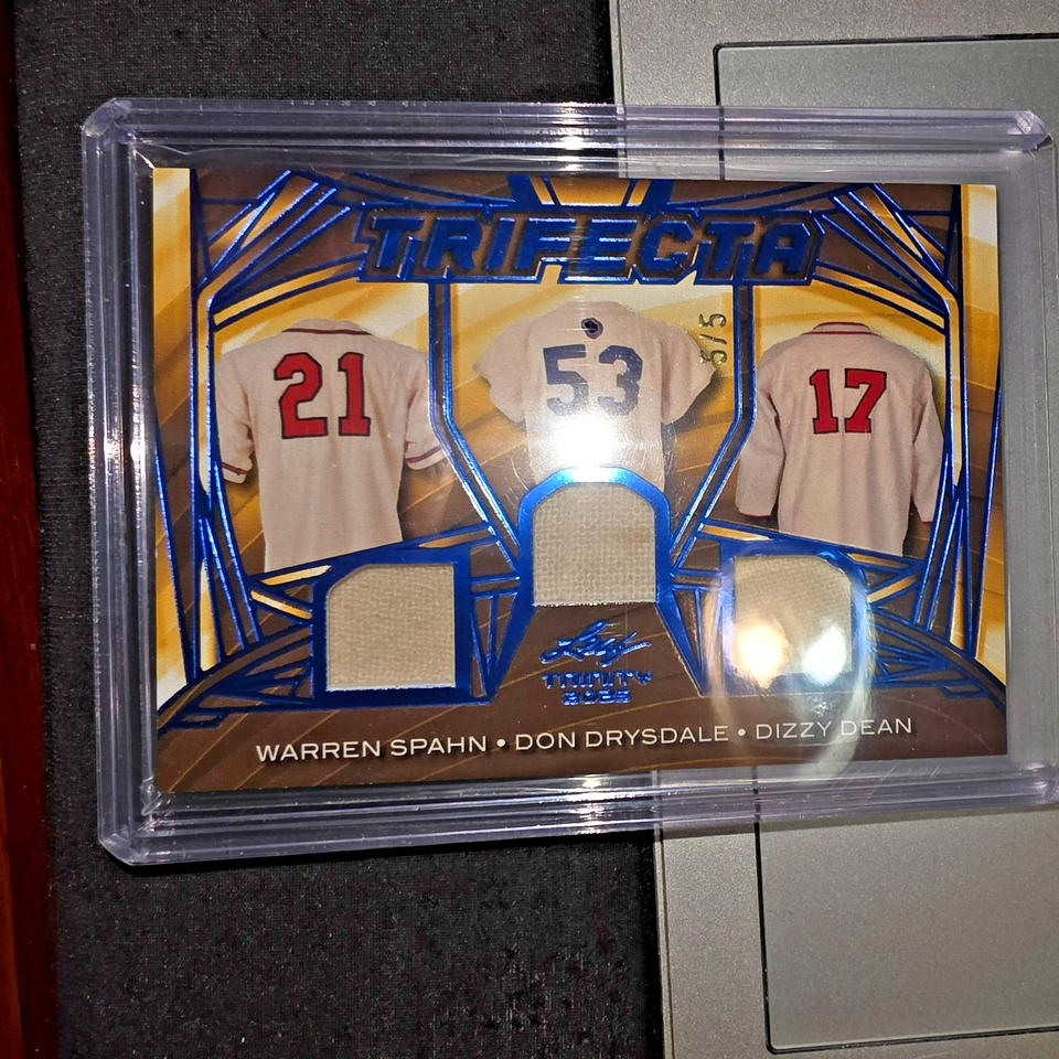 2025 LEAF BLUE LEAF TRINITY TRIFECTA #TF-18 WARREN SPAHN RELIC 5/5 | eBay