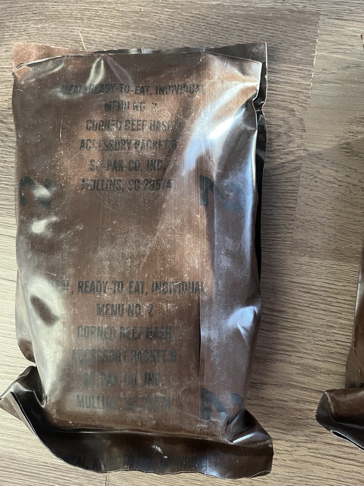 Vtg 1980s US Military Meal Ready-To-Eat MRE Brown Tuna Corn Beef Hash C ...