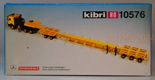 Kibri H0 10576, MB Scheuerle Zugmaschine mit Teleskopanhänger, Bausatz ...