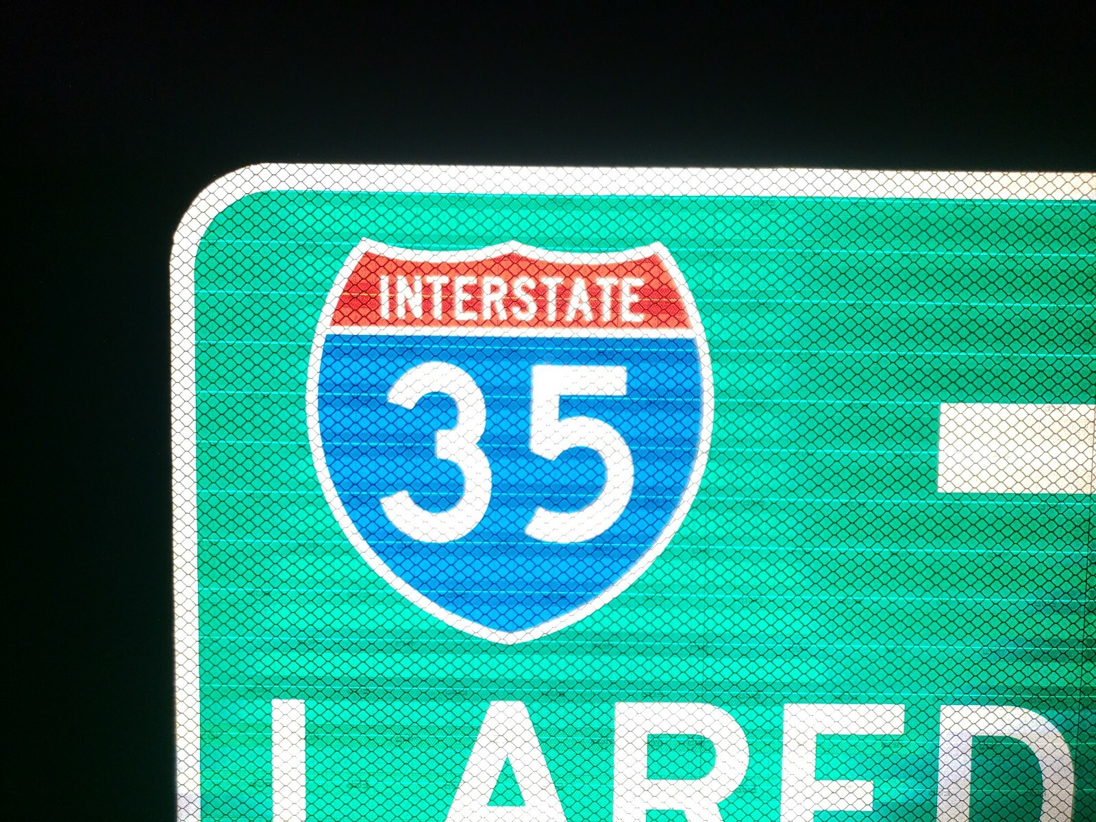 LAREDO Interstate 35 route road sign- Texas, TXDOT, Texas A&M ...