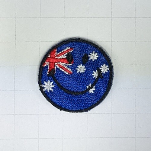 Smiley Face Australian Flag Round Iron on Patch Australia Aussie Straya ...