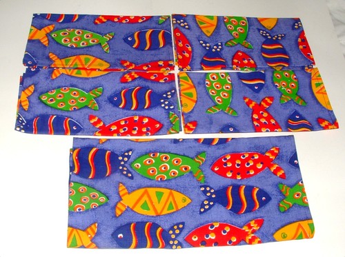 SET OF 4 + MULTICOLOR COLORFUL AQUARIUM FISH CLOTH DINNER NAPKINS | eBay