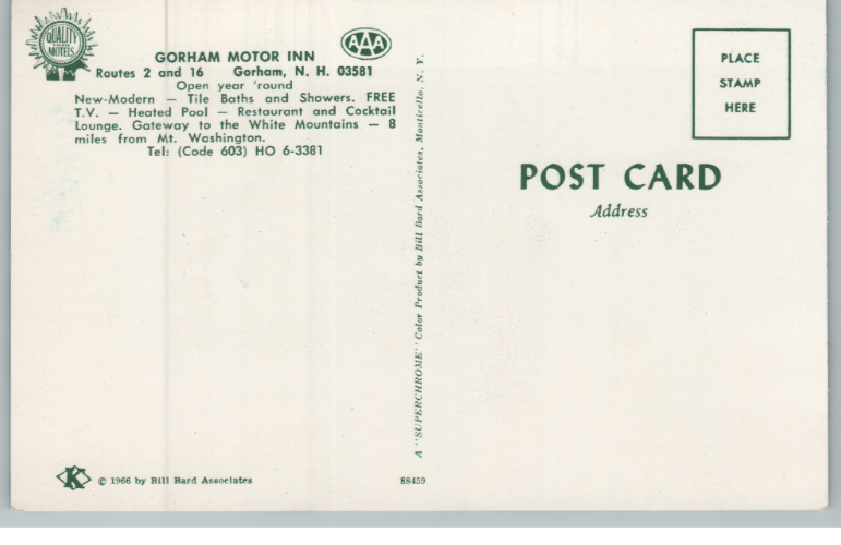 Vintage Postcard Gorham Motor Inn Gorham NH White Mountains | eBay