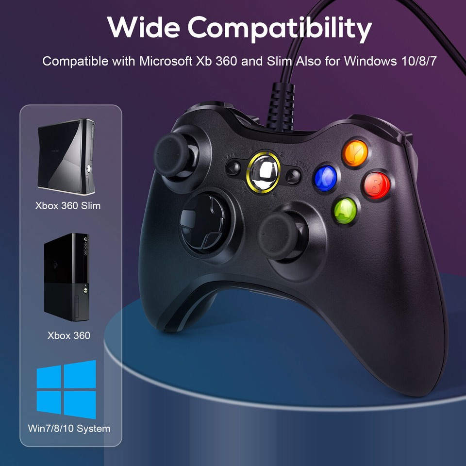 For Microsoft Xbox 360 Wired USB Game Controller PC Windows 11/10/8/7 ...