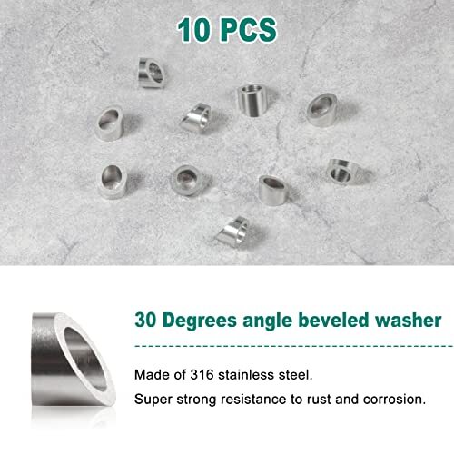 10 Pcs 3/8" 30 Degree Angle Beveled Washers 316 Stainless Steel Angled ...