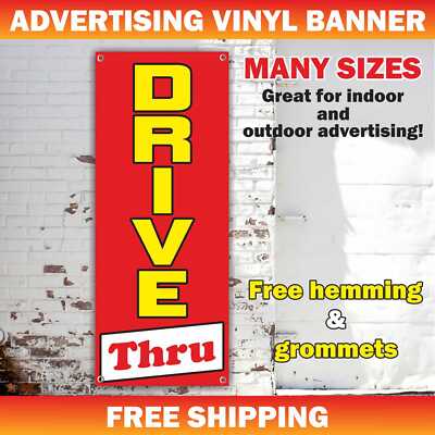 DRIVE THRU Advertising Banner Vinyl Mesh Sign now open welcome shop ...