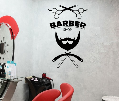 Wall Decal Barber Beard Men’s Style Salon Vinyl Sticker (ed1941) | eBay