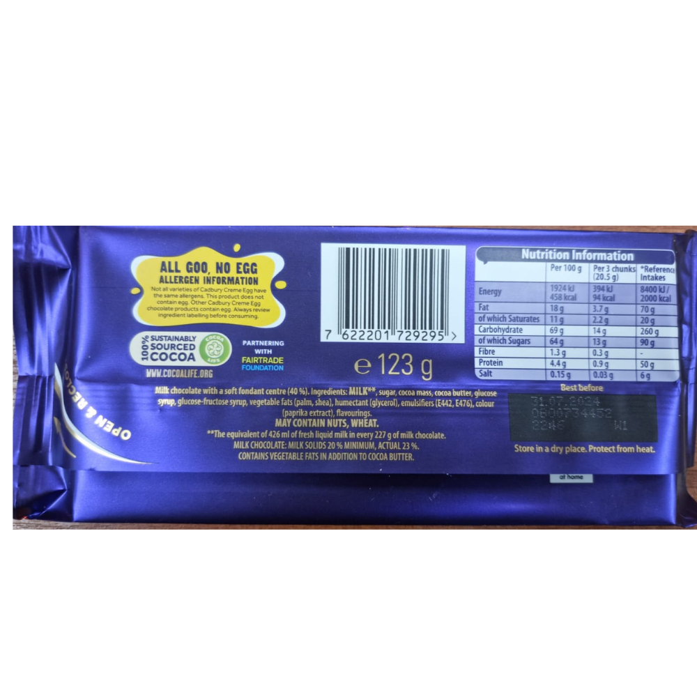 Cadbury Creme Egg Bar (123g) - Pack Of 2 | UK Free Dispatch BBE 31/07 ...