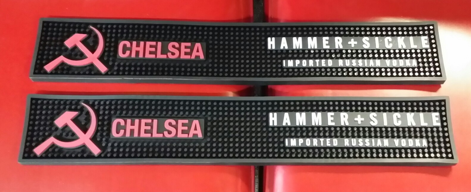 2 CHELSEA HAMMER & SICKLE TOP RAIL RUBBER BAR MATS NEW | eBay