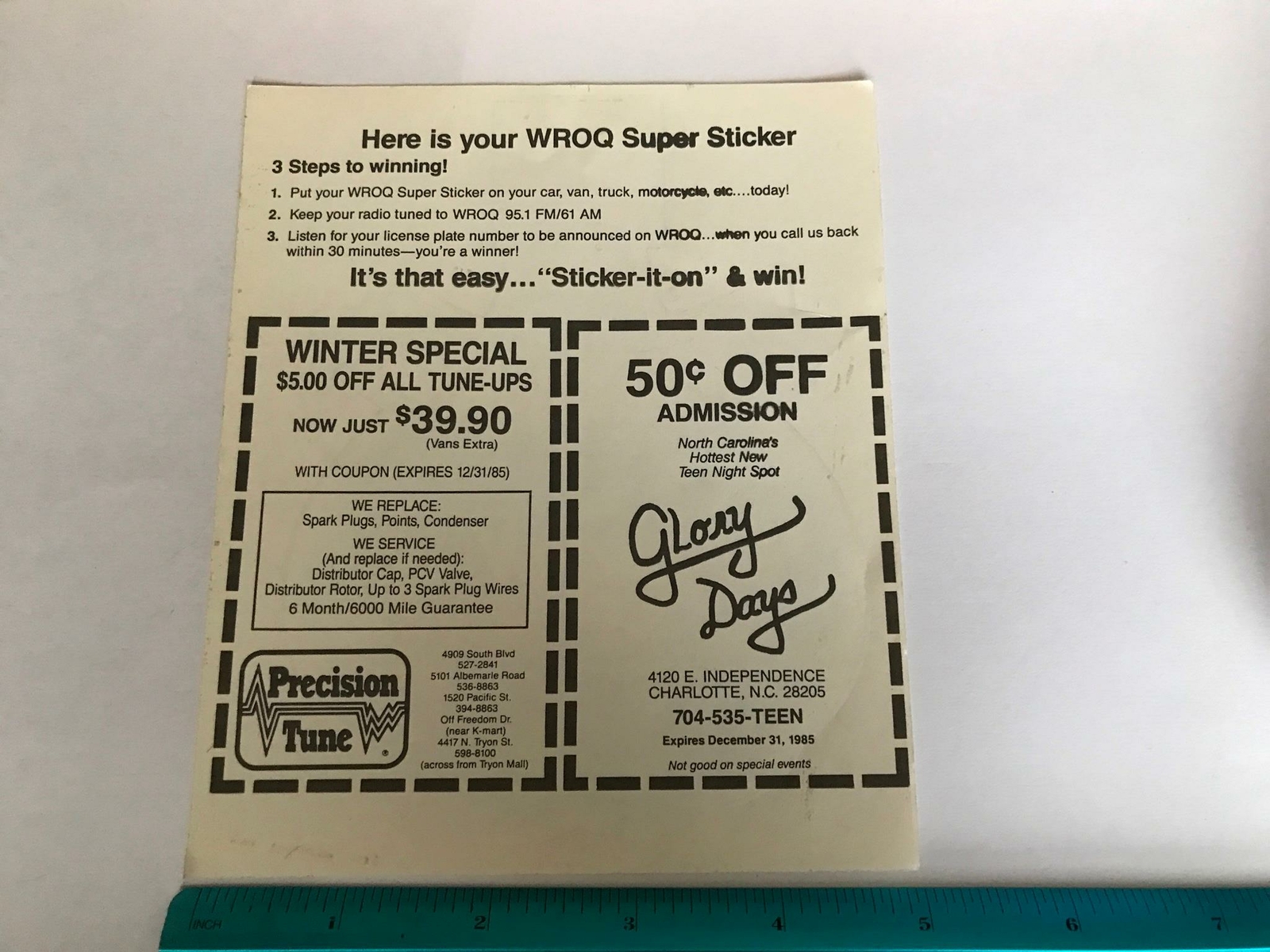 vtg 1985 WROQ Charlotte NC Classic Rock Radio Station Air Balloon decal ...