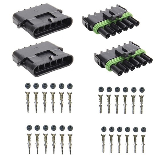 DELPHI WEATHER PACK 6 PIN CONDUCTOR CONNECTOR KIT 16- 14GA WS 2 PACK ...