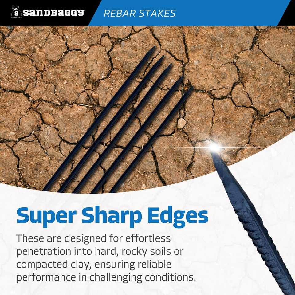 Sandbaggy 48" Steel Rebar Stakes with Nail Head - Garden Stakes (#4 ...