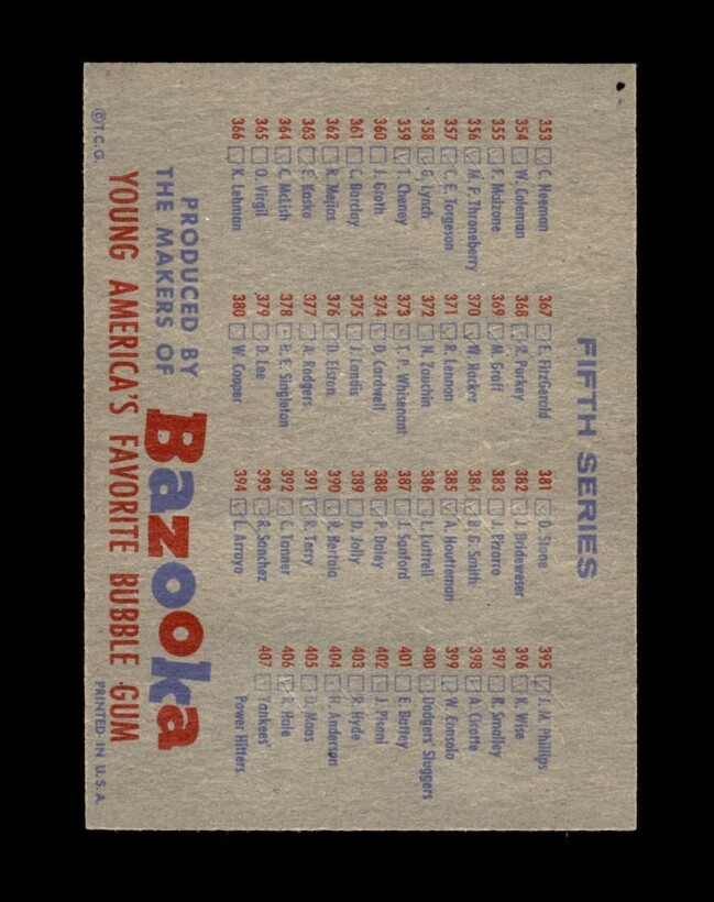 1957 Topps Set-Break #NNO Checklist 4/5 Bazooka VG-VGEX (filler ...