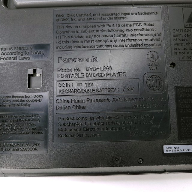 Panasonic DVD-LS86 Portable DVD Player (8.5") for sale online | eBay