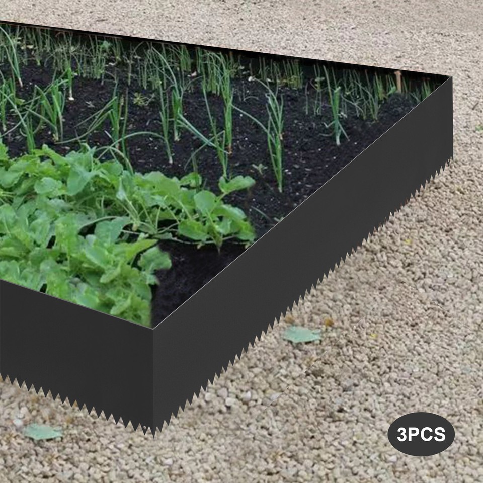 3pcs 40x 8in Steel Landscape Edging Black EcoBorder Garden Backyard ...