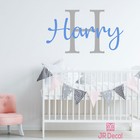Name Initial Monogram, Boy Personalised name sticker, Nursery decor ...
