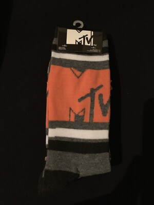 MTV retro Crew Socks Mens size 6-12 2 pairs Music Television style #1 ...