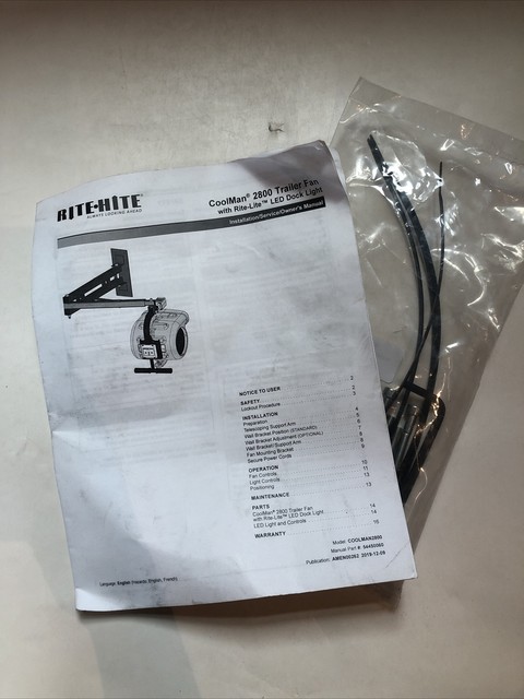 RiteHite Coolman 2800 Trailer Fan LED Dock Light Only (Fan NOT Included ...