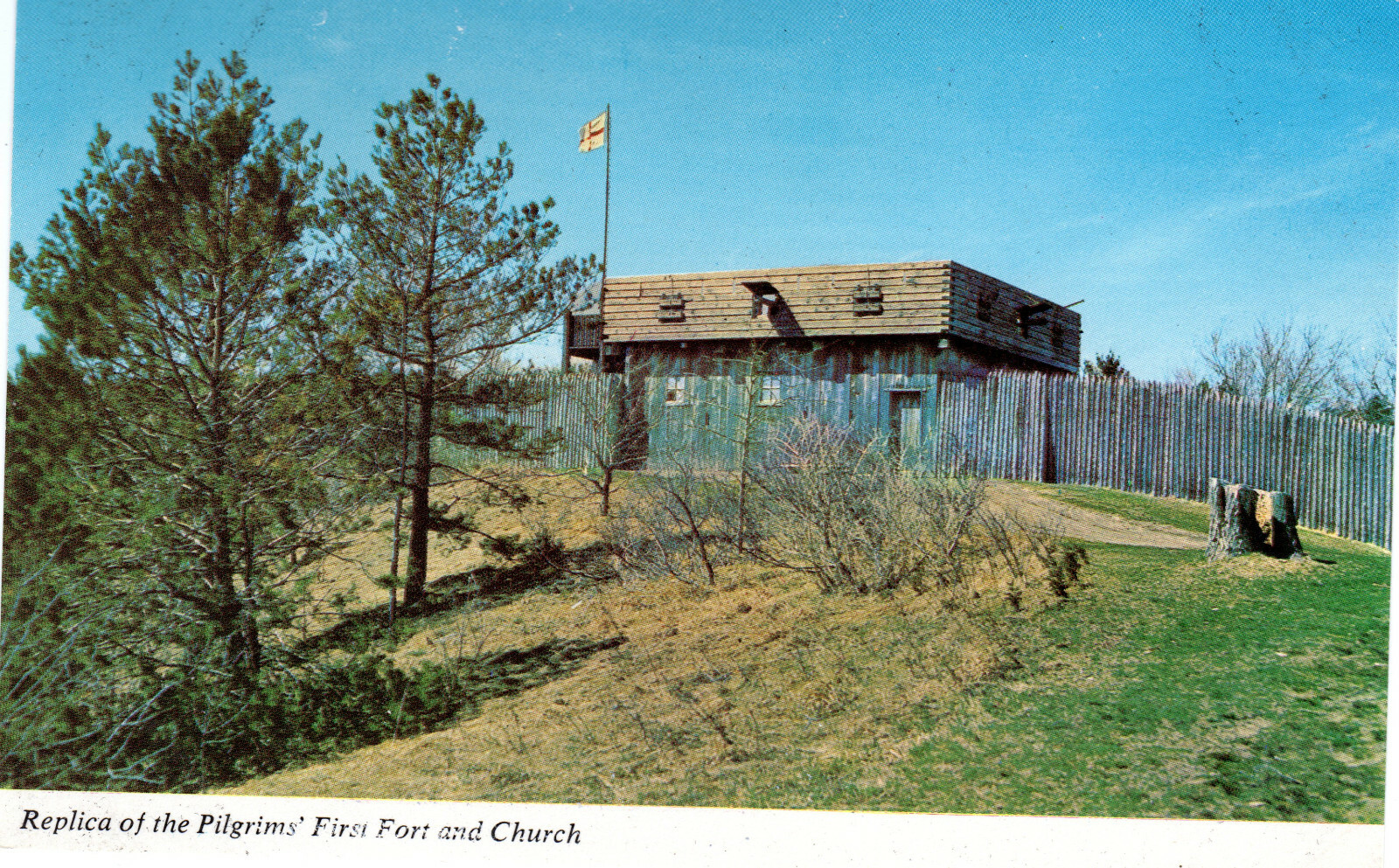 A REPLICA OF THE PILGRIMS' FIRST FORT AND CHURCH AT PLIMOTH PLANTATION ...