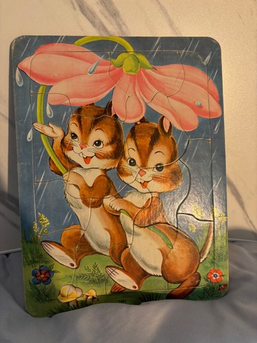 Vintage Childrens 50s 60s Chipmunk puzzle rain flower excellent ...