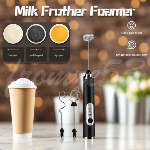 Electric Milk Frother Double Whisk Handheld Coffee Foam Mixer USB ...