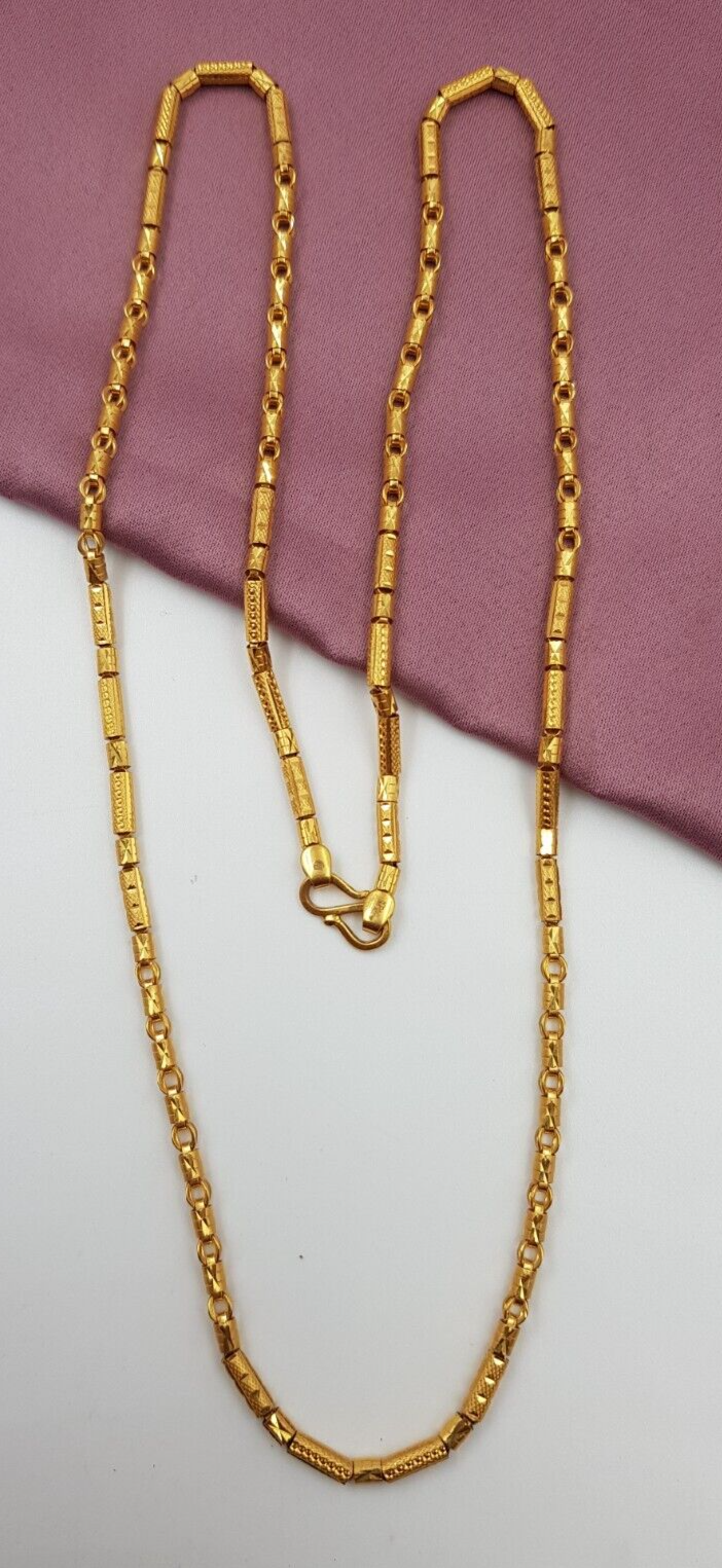 Pure Gold Chain 22K Plain Round Link Chain Necklace Men Real Gold Chain ...
