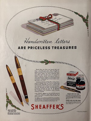 1943 Sheaffer’s Pens Print Ad, WW2 Era, Holiday Cards, Hand Written | eBay