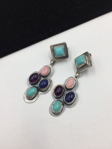M Silversmith 925 Sterling Silver Multi Stone Statement Dangle Drop ...