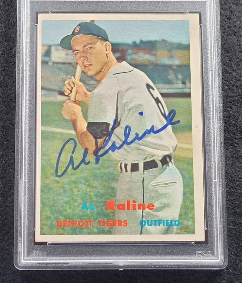 1957 AL KALINE Signed Topps Baseball Card-HOF-DETROIT TIGERS-PSA 10 ...
