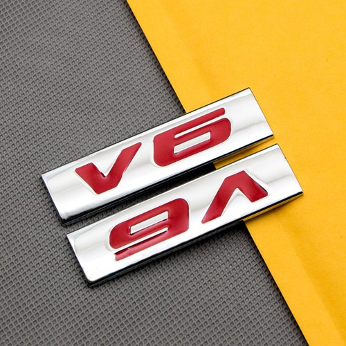 2x Chrome Red Metal V6 Engine Badge Sticker Fender Trunk 4wd Sport ...