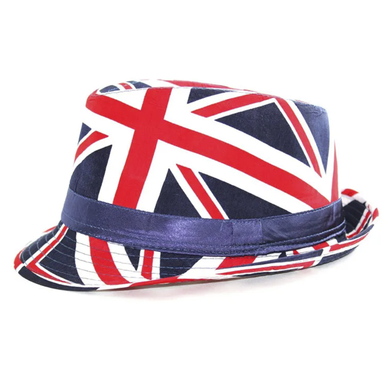 Mens Trilby Hats UK Unisex Union Jack UK Flag Lining Band GB Trilby Hat ...