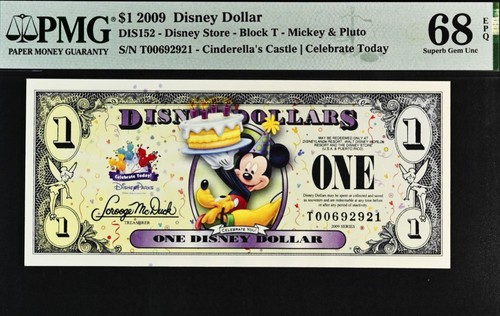 2009 $1 Disney Dollar Mickey & Pluto PMG 68 Superb Gem Unc EPQ DIS 152 T00692921 | eBay
