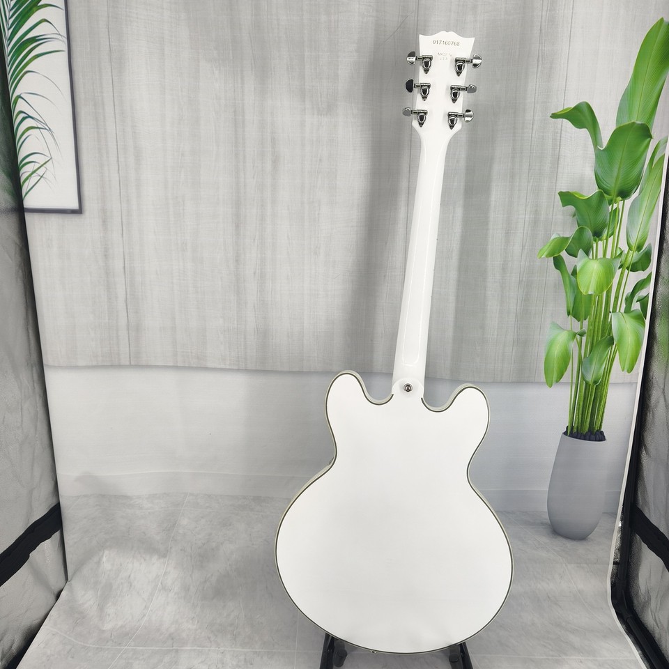Custom ES-335 Alpine White Semi-Hollow Electric Guitar Chrome Hardware ...